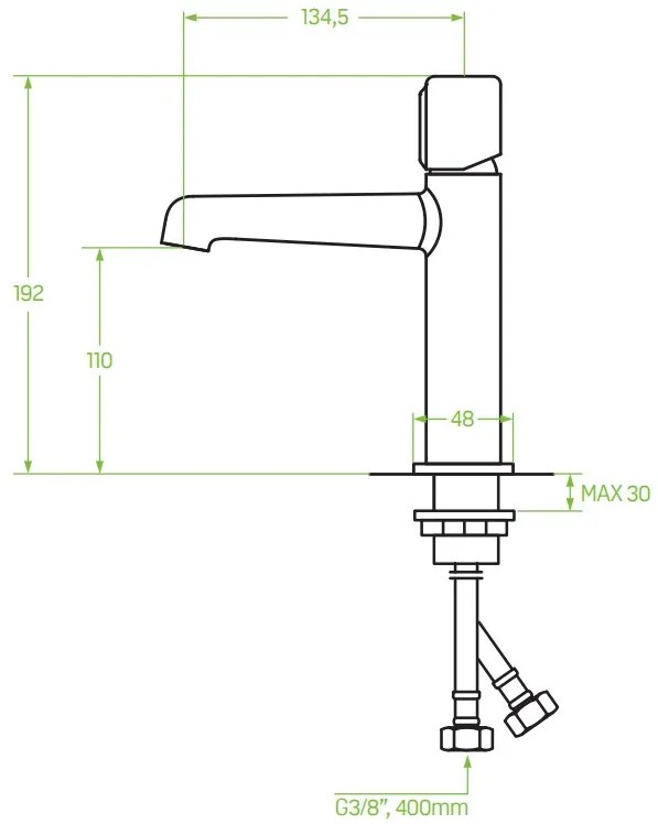 Laveo Pretto, umyvadlová baterie h-192 s odtokovou zátkou ClickClack, černá matná, LAV-BAO_722D