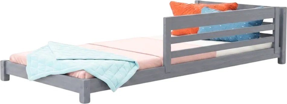 Benlemi Nízká dětská jednolůžková postel TULY s čelem Zvolte barvu: Světle šedá, Zvolte rozměr: 80x180 cm, Zvolte zábranu: S otevřeným vstupem