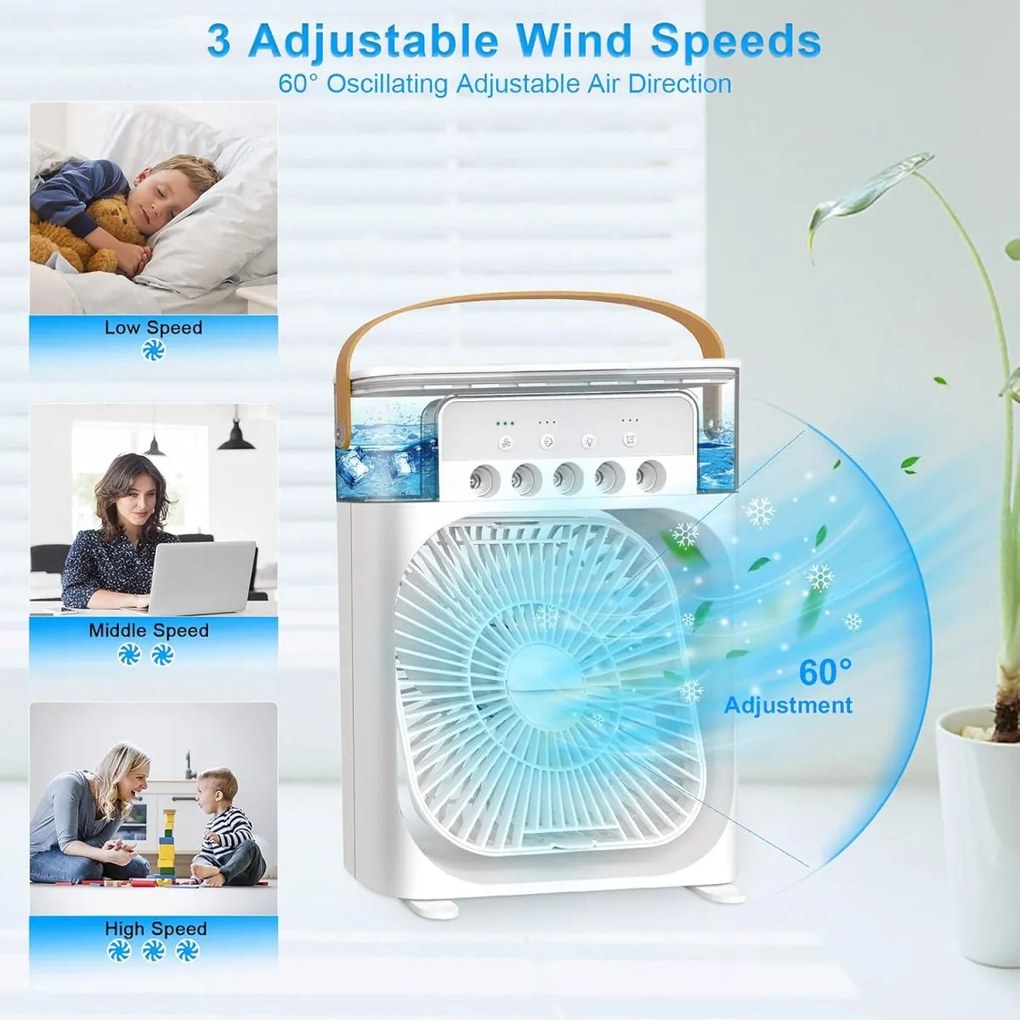 AFF Domácí přenosný ventilátor 3 v 1 se zvlhčovačem vzduchu