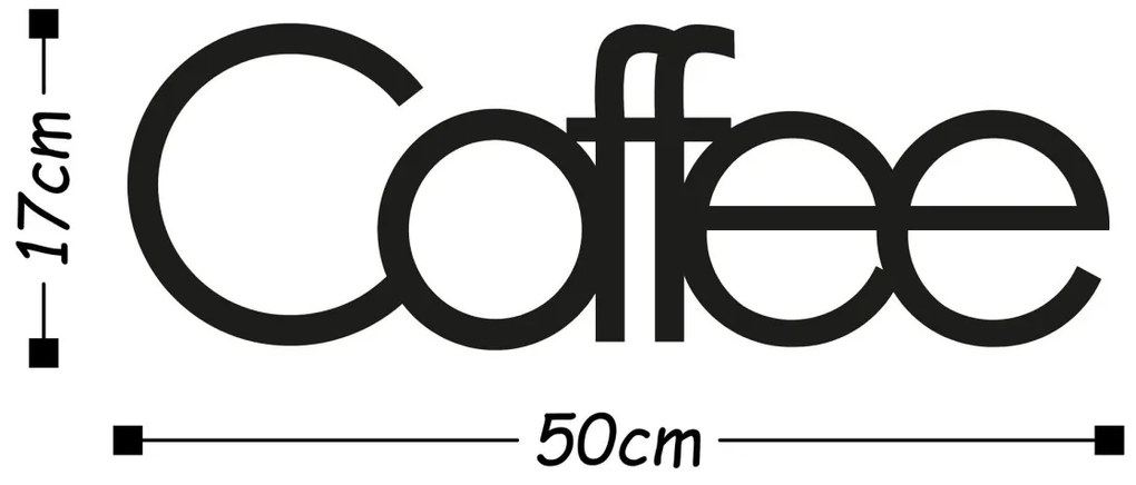 Nástěnná kovová dekorace COFFEE černá