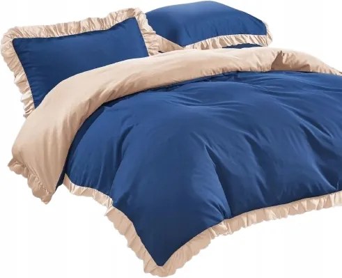 Povlečení s volánkem granátová/béžová barva 200x220 3 díly