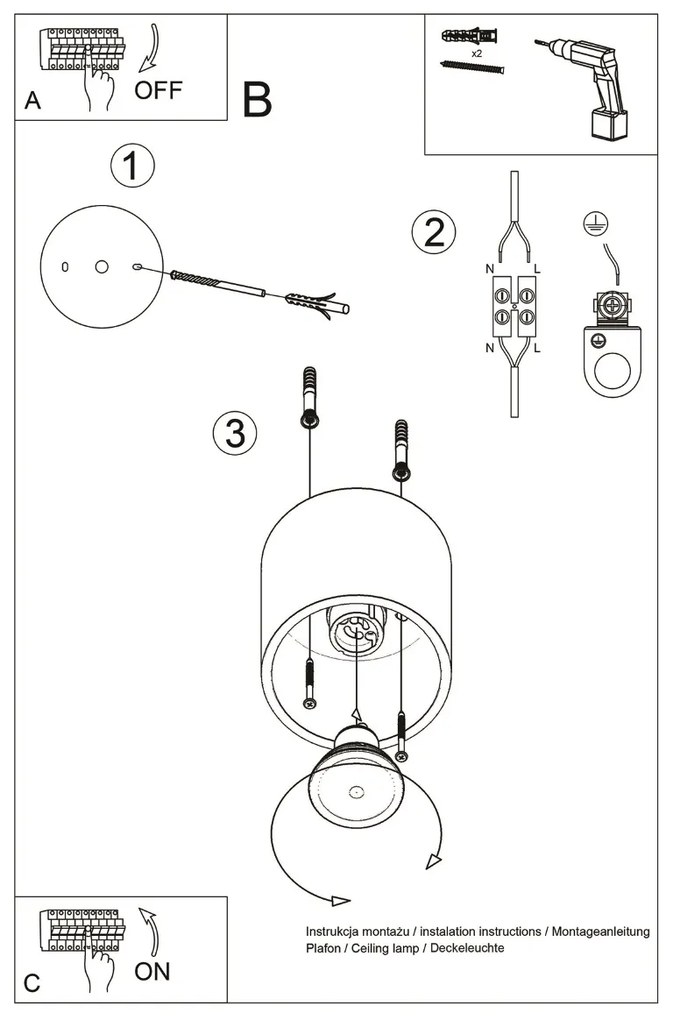 Sollux Lighting Stropní svítidlo ORBIS 1 Černá
