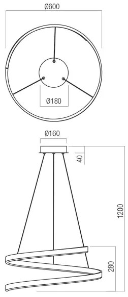 Redo 01-4014 - LED Stmívatelný lustr na lanku SCROLL LED/38W/230V zlatá