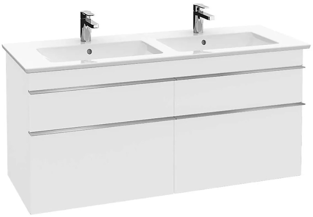 Villeroy & Boch Venticello - Umyvadlová skříňka, 125x59x50 cm, 4 zásuvky, Glosy White A93001DH