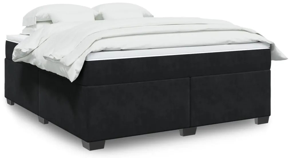 Box spring postel s matrací černá 180x200 cm samet 3285301