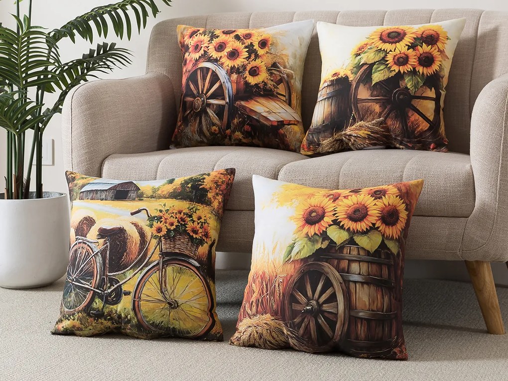 XPOSE® Set povlaků na polštář HELIANTHUS (digitální tisk) 43x43 cm - set 4 ks
