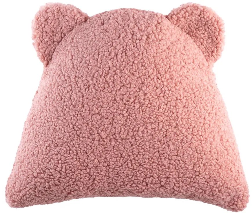 Růžový dětský pohovkový polštář z textilie bouclé Bear – Wigiwama Biano.cz