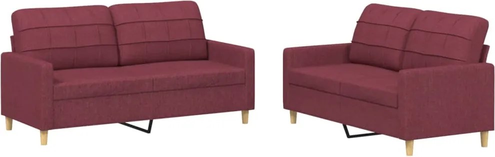 2dílná sedací souprava s poduškami vínová textil 3201280