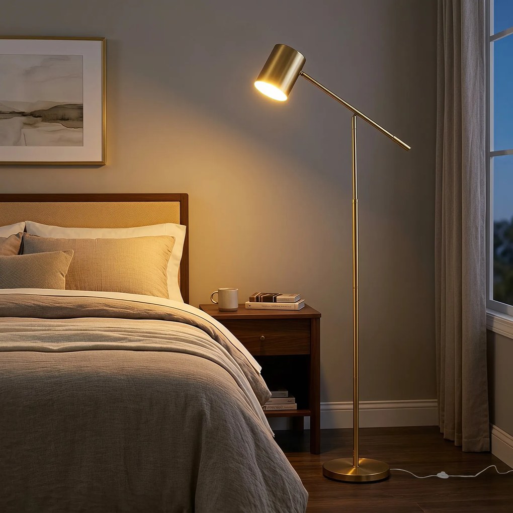 Costway Stojací lampa 175 cm Lampička na čtení s nastavitelnou hlavou a ramenem