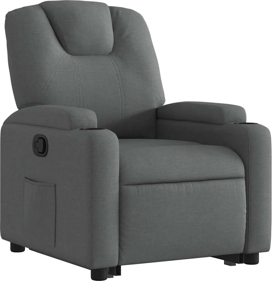 Zvedací polohovací křeslo tmavě šedé textil 3204369