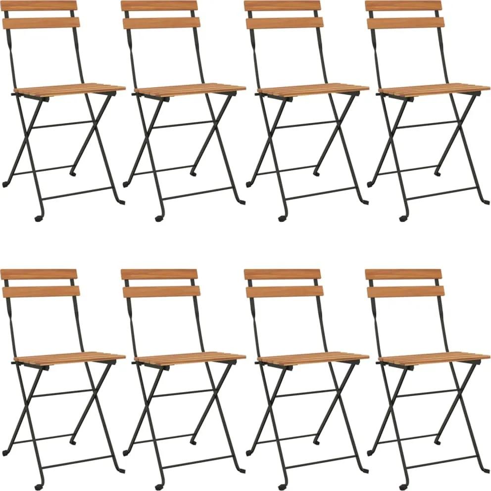 vidaXL Skládací bistro židle 8 ks masivní teakové dřevo a ocel [3152111]