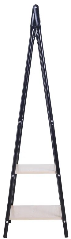 Věšák na šaty se 2 policemi, kov/přírodní dřevo, 149 cm 850-096
