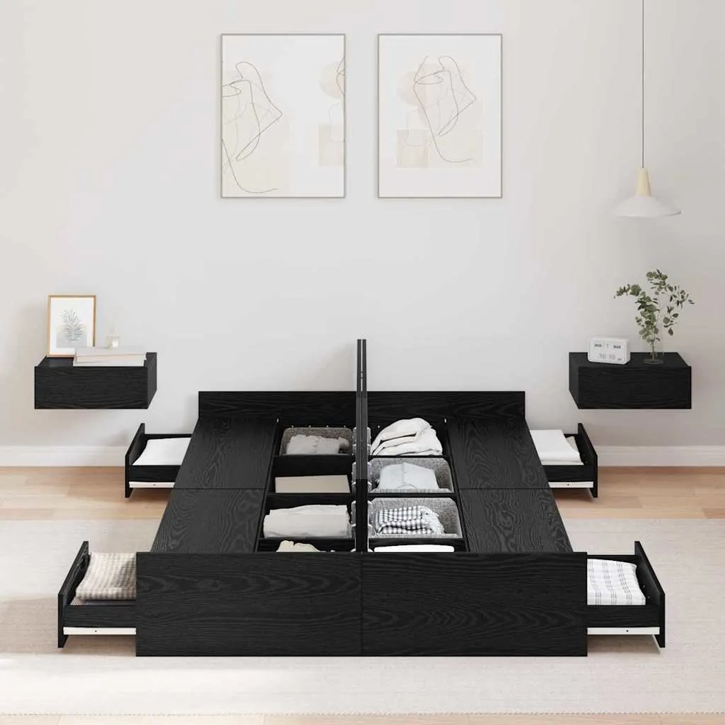 Rám postele s úložným prostorem s čelo Černý dub 120 x 200 cm 3335302