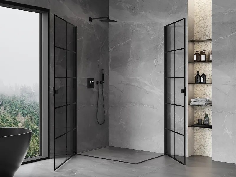 Mexen Mist-B Duo sprchový kout 70 x 90 cm, černá mřížka, černý - 8A2-070L-090P-70-77