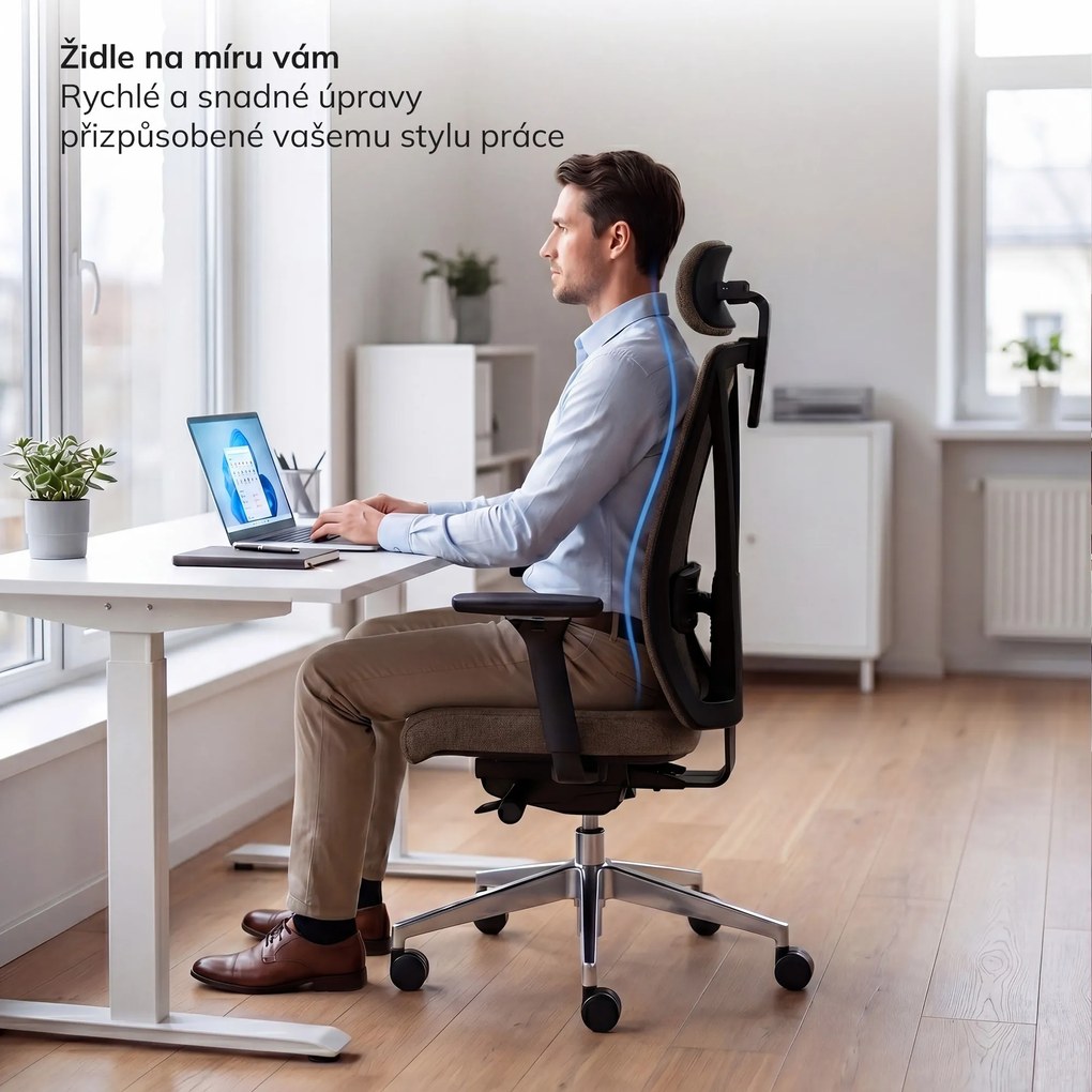 Ergonomická otočná kancelářská židle, hnědá: VECTOR