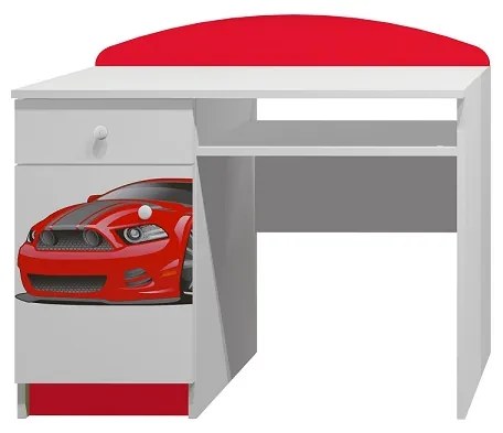 Dětský psací stůl 10 RED CAR Barva: OLŠE / BÍLÁ, Potisk: ANO
