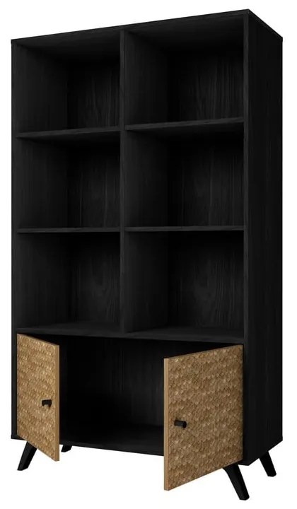 Černá knihovna v dekoru exotického dřeva 92x160 cm Hanoi - Marckeric