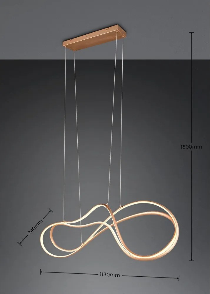 LED závěsné svítidlo s kovovým stínidlem ve zlaté barvě Nala – Trio Select
