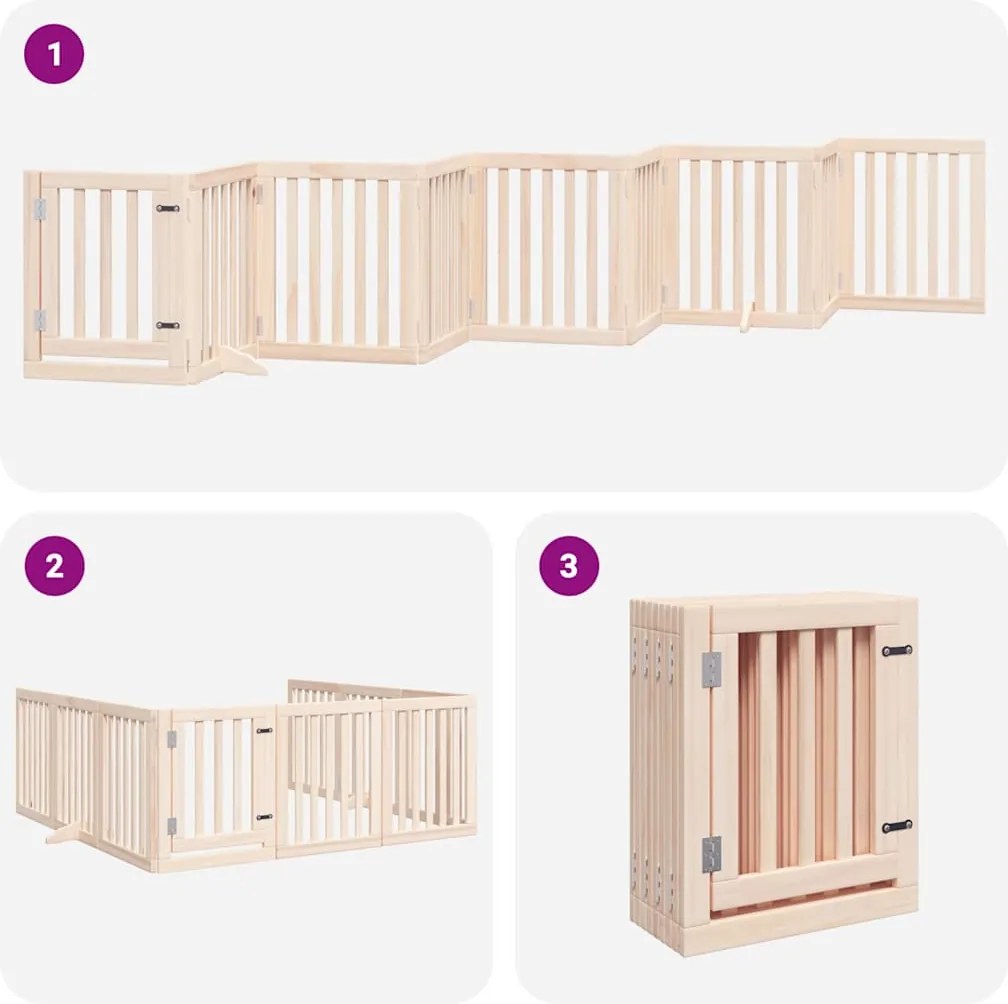 Zábrana pro psy s dvířky skládací 9 panelů 450 cm topol 3155641