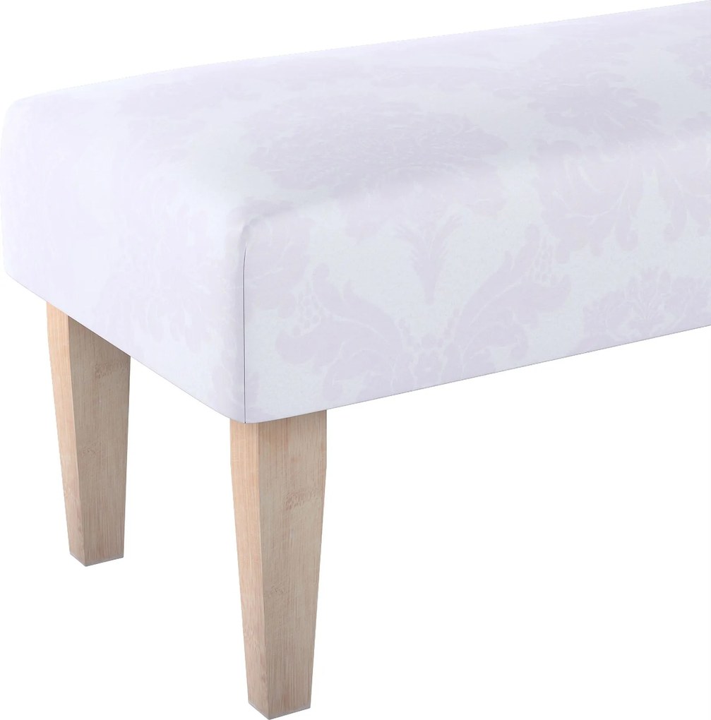 Dlouhá lavička 100x40cm barva bílá látka lesklé, pletený vzor, vzorované