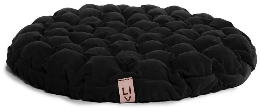 Černý sedací polštářek s masážními míčky Linda Vrňáková Bloom, ø 75 cm