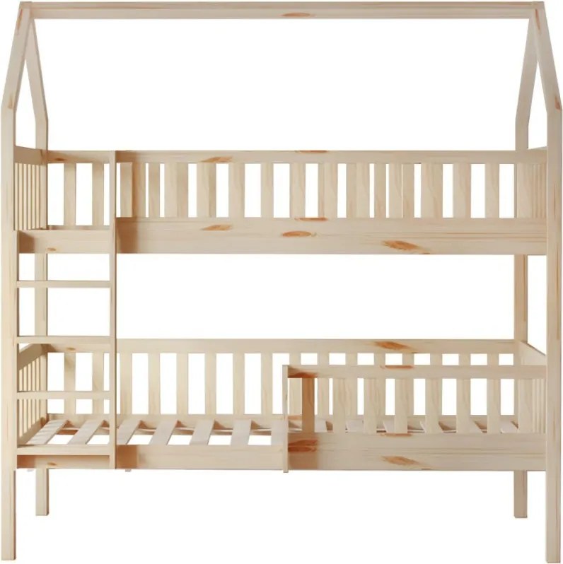 Montessori patrová postel 90x200 s přistýlkou, přírodní, VENITA TYP 1 Kondela 0000396837