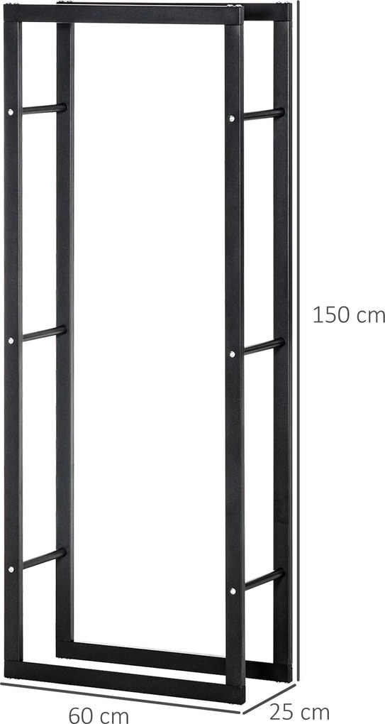 HOMCOM Dřevěný regál Vertikální dřevěný regál Nosnost 100 kg Kovový regál 60x25x150cm do kuchyně obývacího pokoje kanceláře