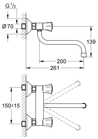 GROHE 31187001 - Dřezová nástěnná baterie COSTA L 200 mm lesklý chrom