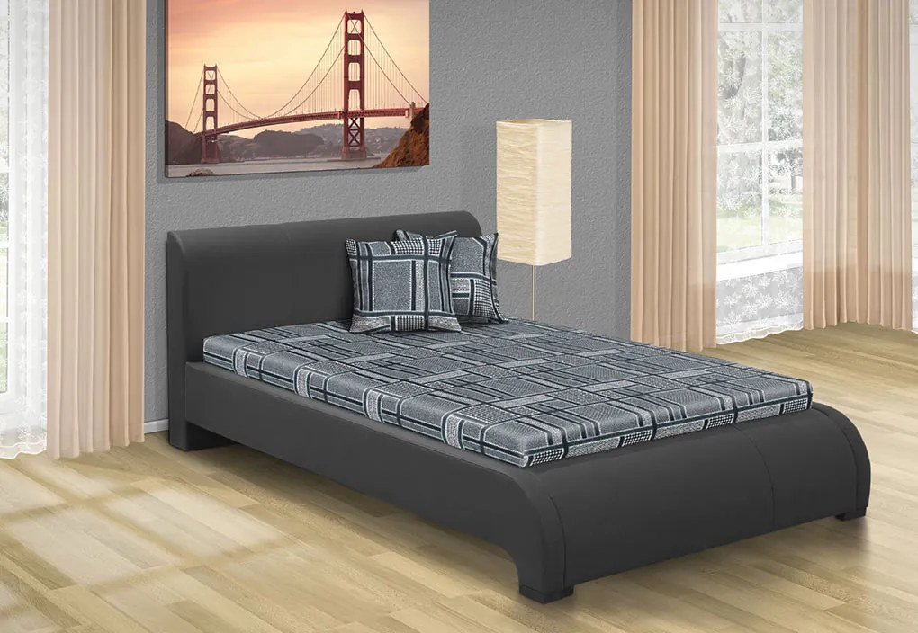 Nabytekmorava Luxusní postel Seina 120x200 cmmatrace 15 cm, Barva postele: eko šedá, Úložný prostor: s úložným prostorem