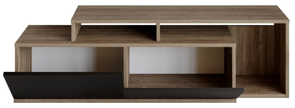 Hanah Home TV stolek Nexera - Walnut, Black, Ořech, Černá