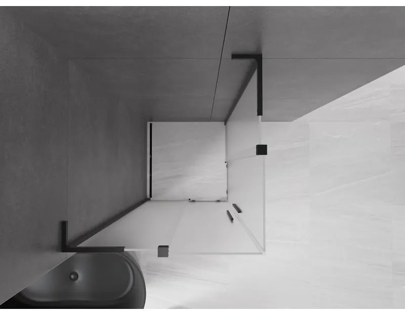 Mexen Velar L Duo, sprchový kout s posuvnými dveřmi 80 x 80 cm, 8mm sklo námraza, černá matná, 871-080-080-02-33-70