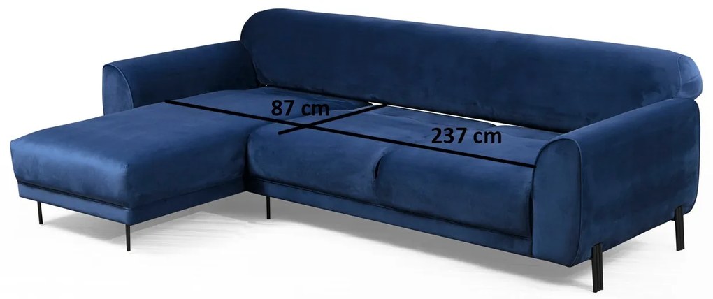 Designová sedačka Haylia 287 cm modrá - levá