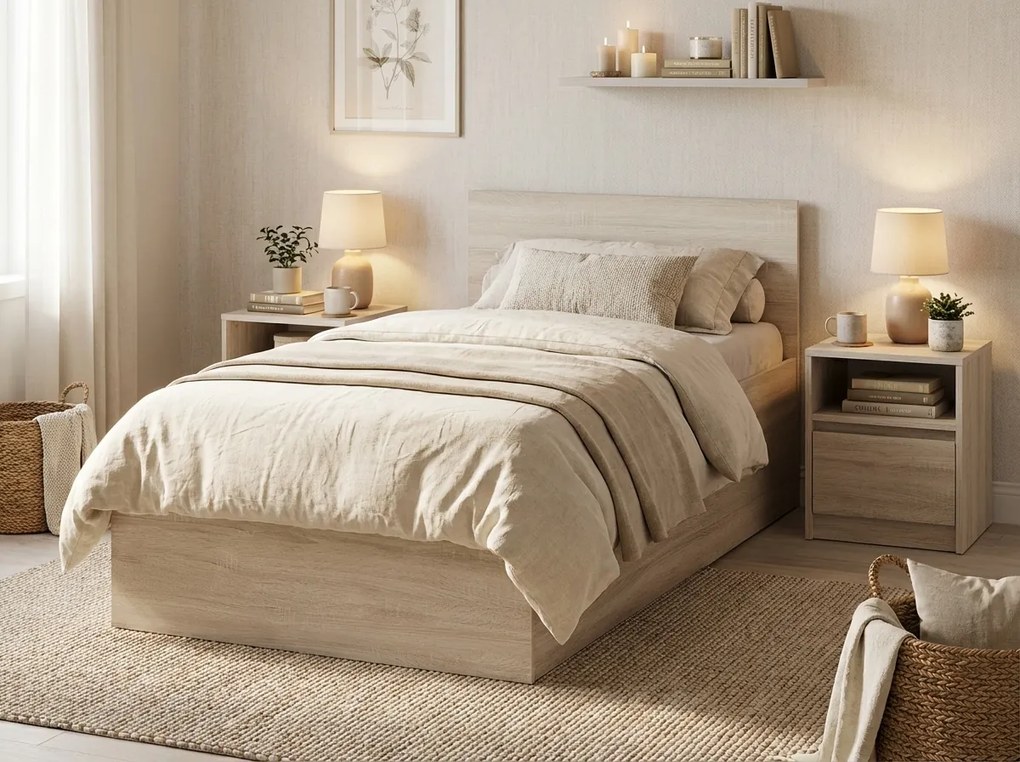 Postel SOFIA 80 x 200 cm, dub sonoma Matrace: Matrace Sommera 18 cm