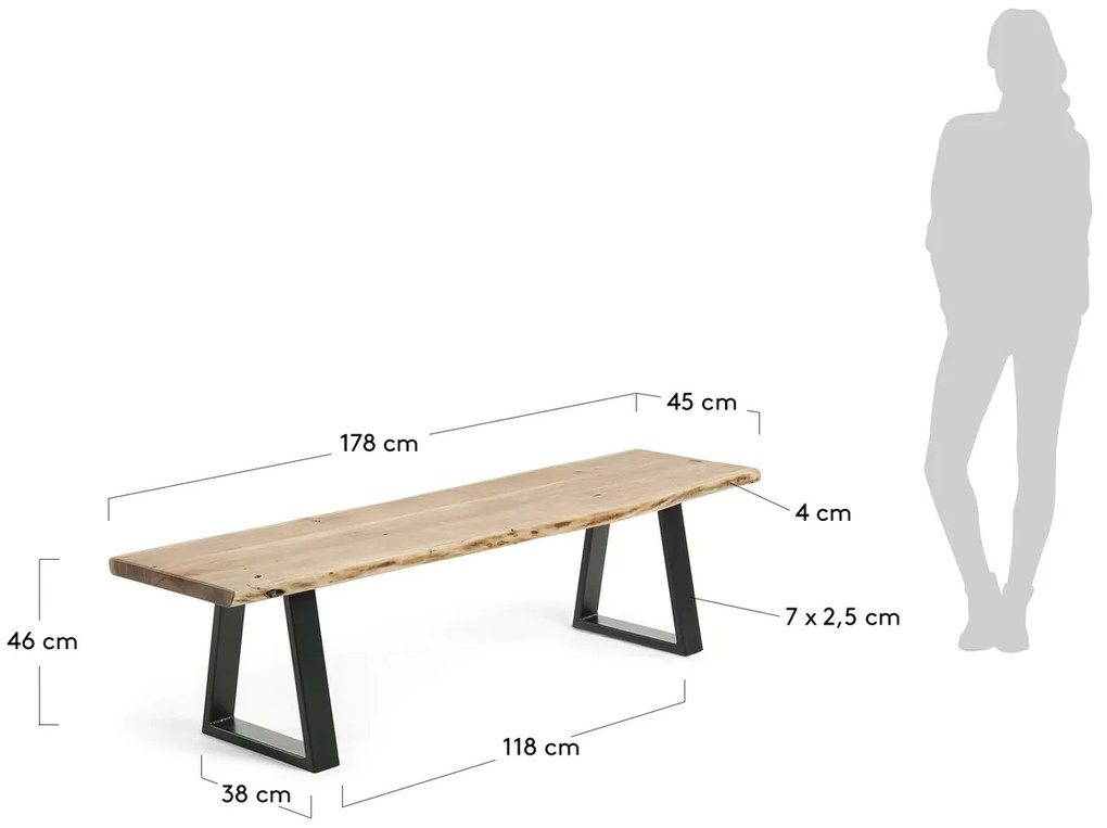 Akátová lavice Kave Home Alaia 180 cm