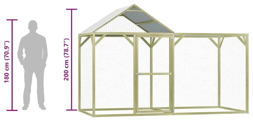 vidaXL Marketos Klec pro kuřata 3 x 1,5 x 2 m impregnovaná borovice