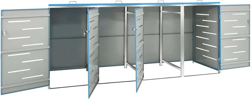 Přístřešek na čtyři popelnice 276,5x77,5x115 cm nerezová ocel 149569