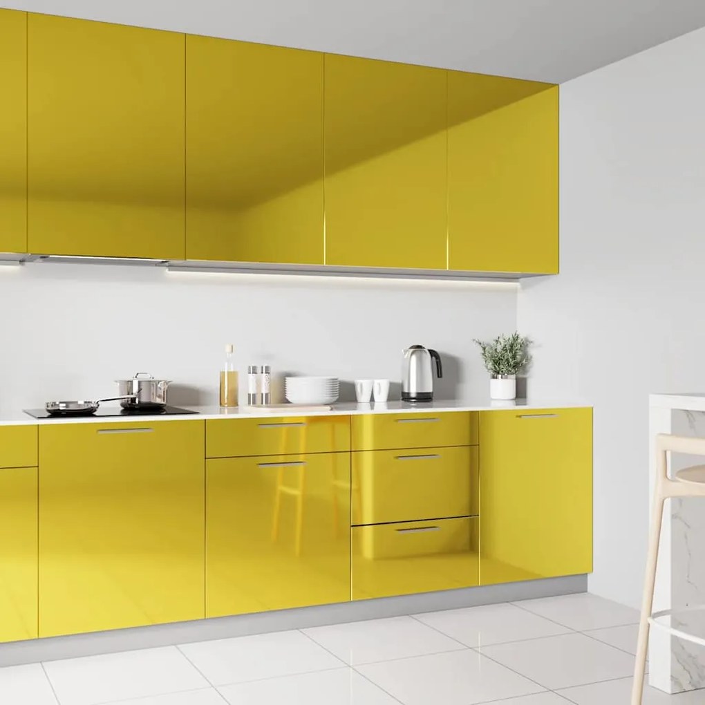 Samolepící tapeta na nábytek zlatá vysoký lesk 500 x 90 cm PVC 326149