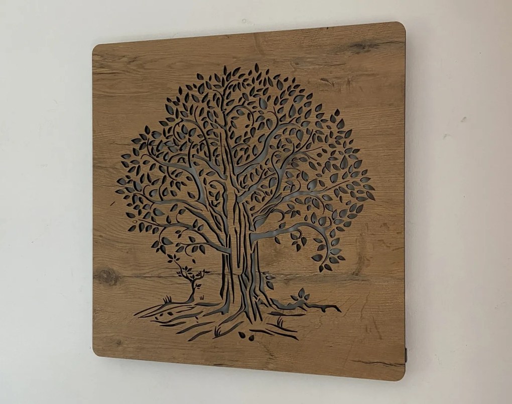 Li-Go "Lípa" světelný obraz 230V 62x62cm provedení povrchu: dub světlý