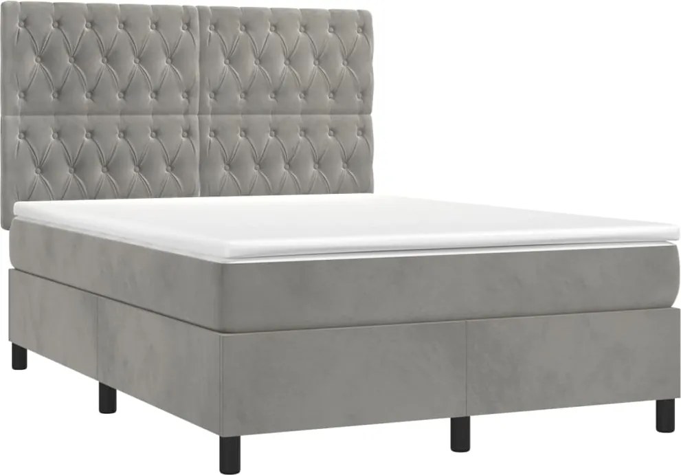 Box spring postel s matrací světle šedá 140x200 cm samet 3143205