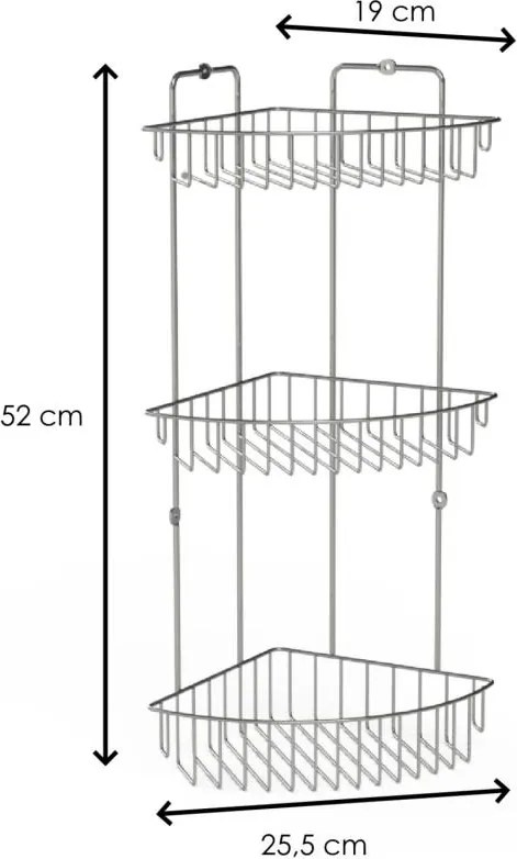 Erga Vega, 3-stupňová rohová polička 52x25,5x19 cm, chromová, ERG-YKA-E.VEGA S3