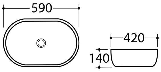 Sapho - Umyvadlo na desku DALMA 59x42 cm keramika/grigio