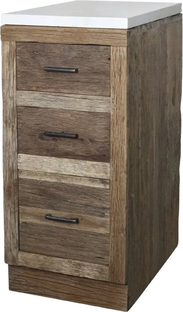 Hnědá antik skříňka se šuplíky a s mramorovou deskou Grimaud Kitchen – 40*60*97 cm