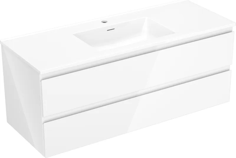Mexen Orio, koupelnová skříňka 120 cm s umyvadlem Otis, 2 zásuvky, bílá lesklá, 91A10-12047-2-BFF00-W18M00