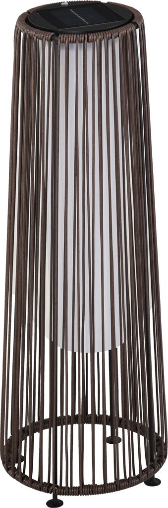 Solární lampa Outsunny, zahradní lampa, ratanové solární světlo, automatické LED, hnědá, 21,5 x 21,5 x 61 cm | Aosom