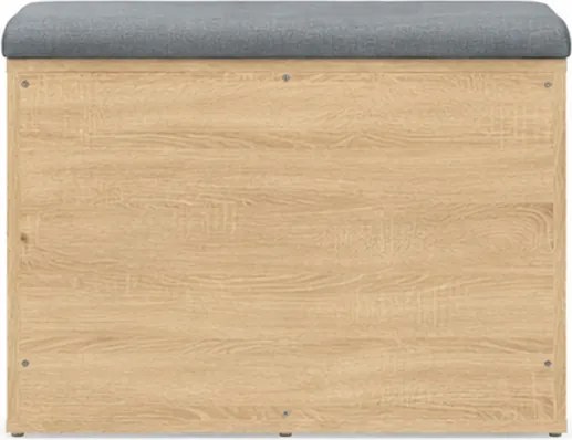 skříňka na boty, botník s polstrováním, lavice, sedací, police, dřevo/látka, 52x84x32 cm, dub sonoma/šedá, Dekorino BS20260020