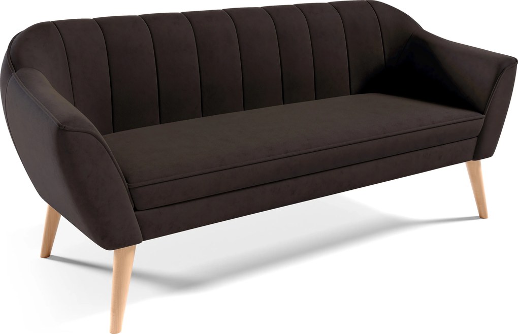 Eka Pohovka trojmístná VOJO, 183 cm Látka Velutto: Antracit (Velutto 19), Výběr nohou: Černé