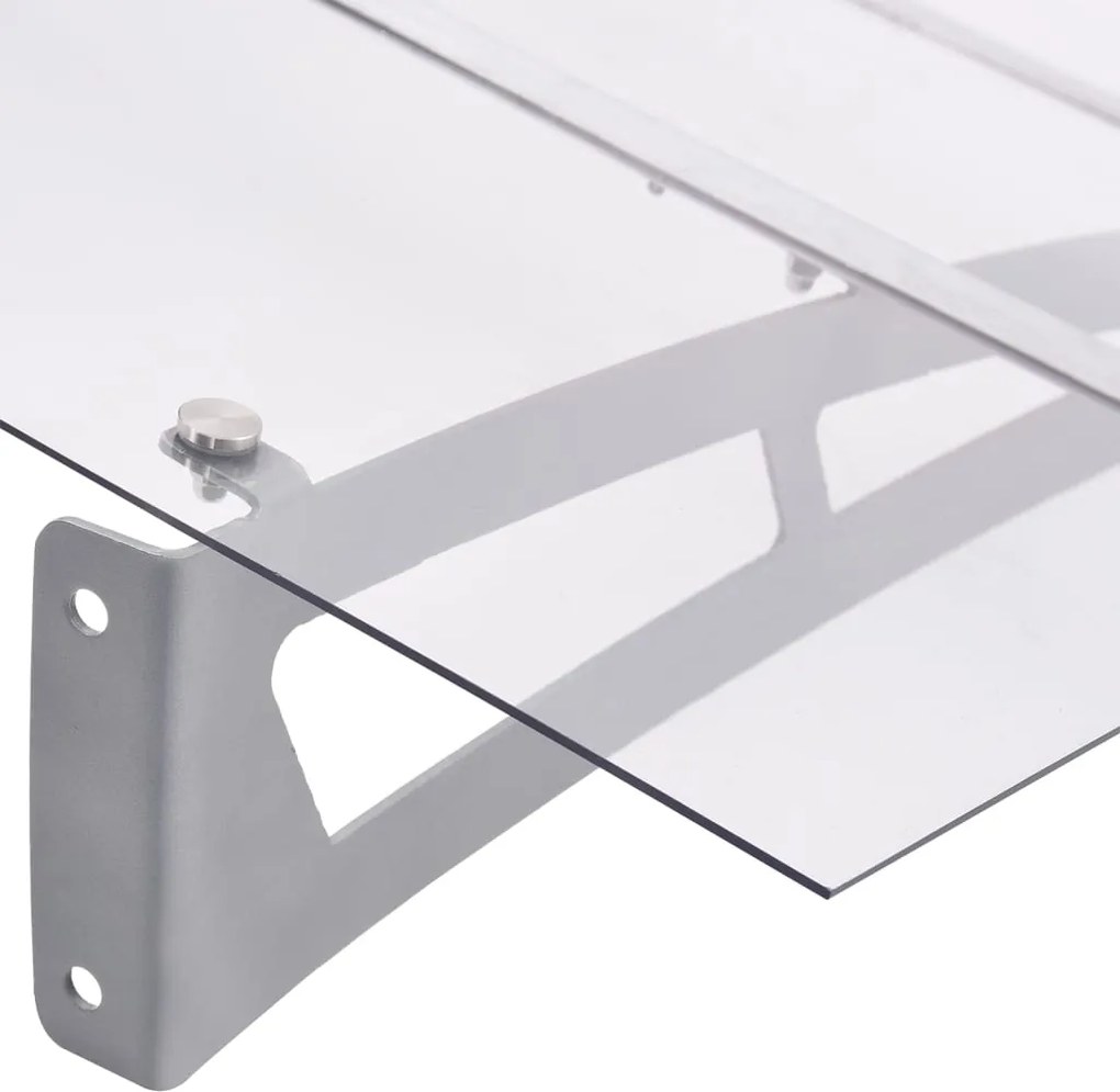 Stříška na dveře stříbrná a průhledná 150x90 cm PET 144829