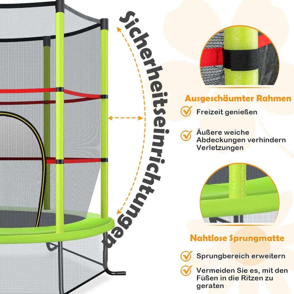 Costway Ø165 cm zahradní trampolína s ochrannou sítí trampolína do 135 KG pružná