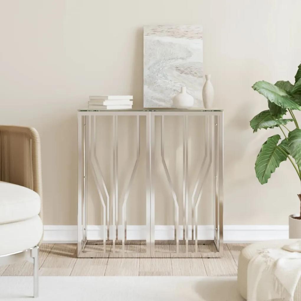 vidaXL Konzolový stolek 70 x 30 x 70 cm nerezová ocel a sklo