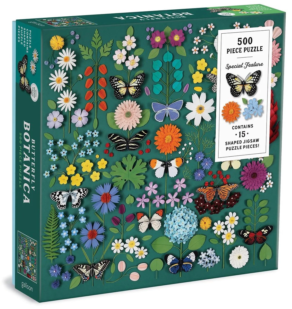 Galison Puzzle Motýlí botanická zahrada 500 dílků
